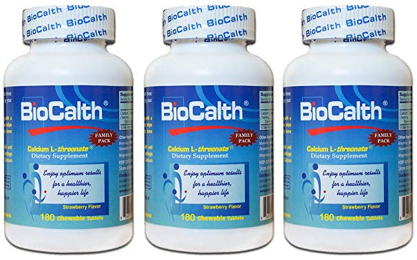 BioCalth Chewable L-threonate Calcium Tablets Strawberry Flavor 180 Ch ...