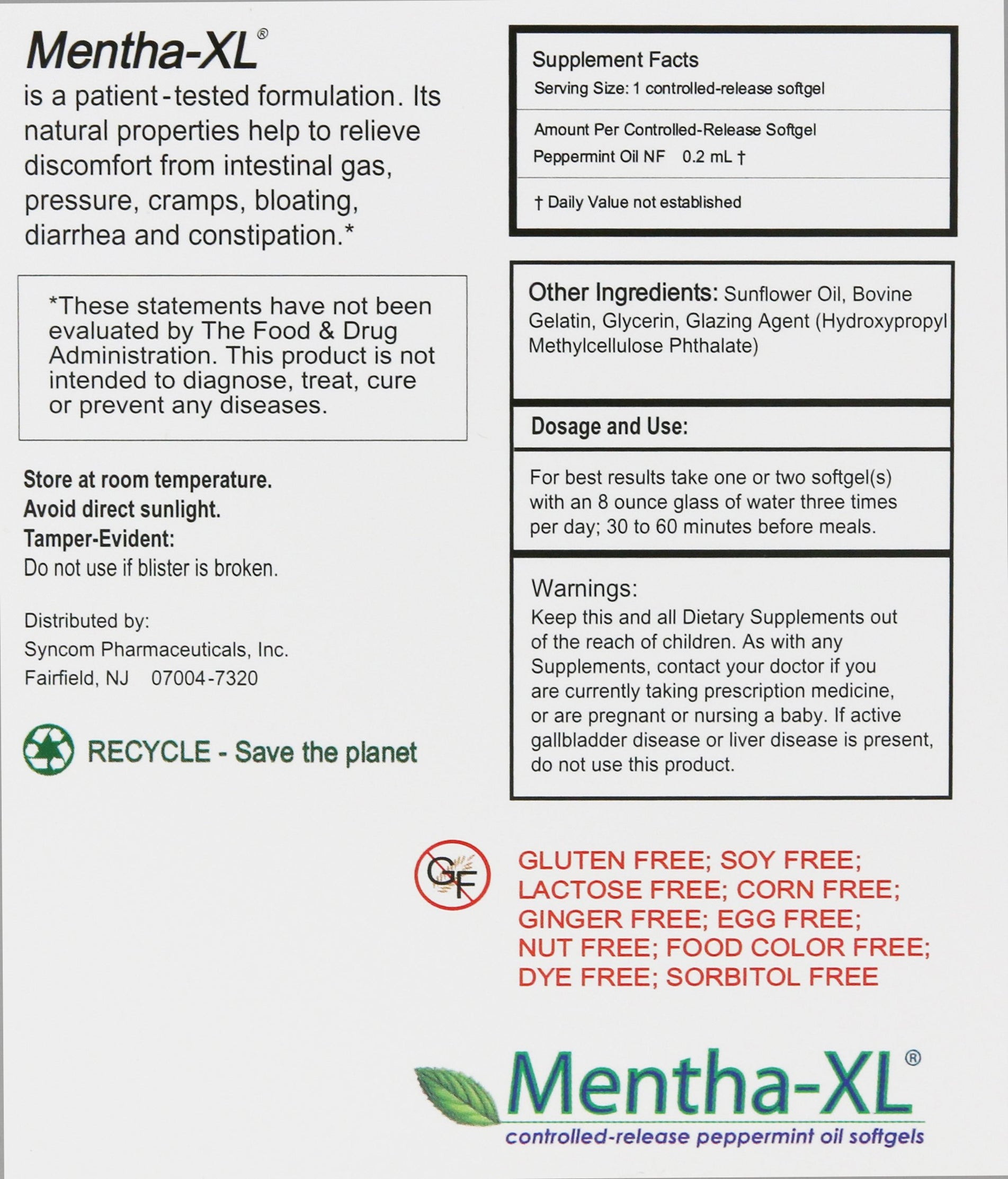 Mentha-XL Peppermint Oil 84 Softgels — Vitamin Superstore™